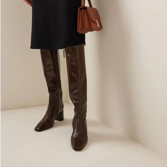 The Row | Shoes | The Row Leather Knee High Boots Block Heel Square Toe ...